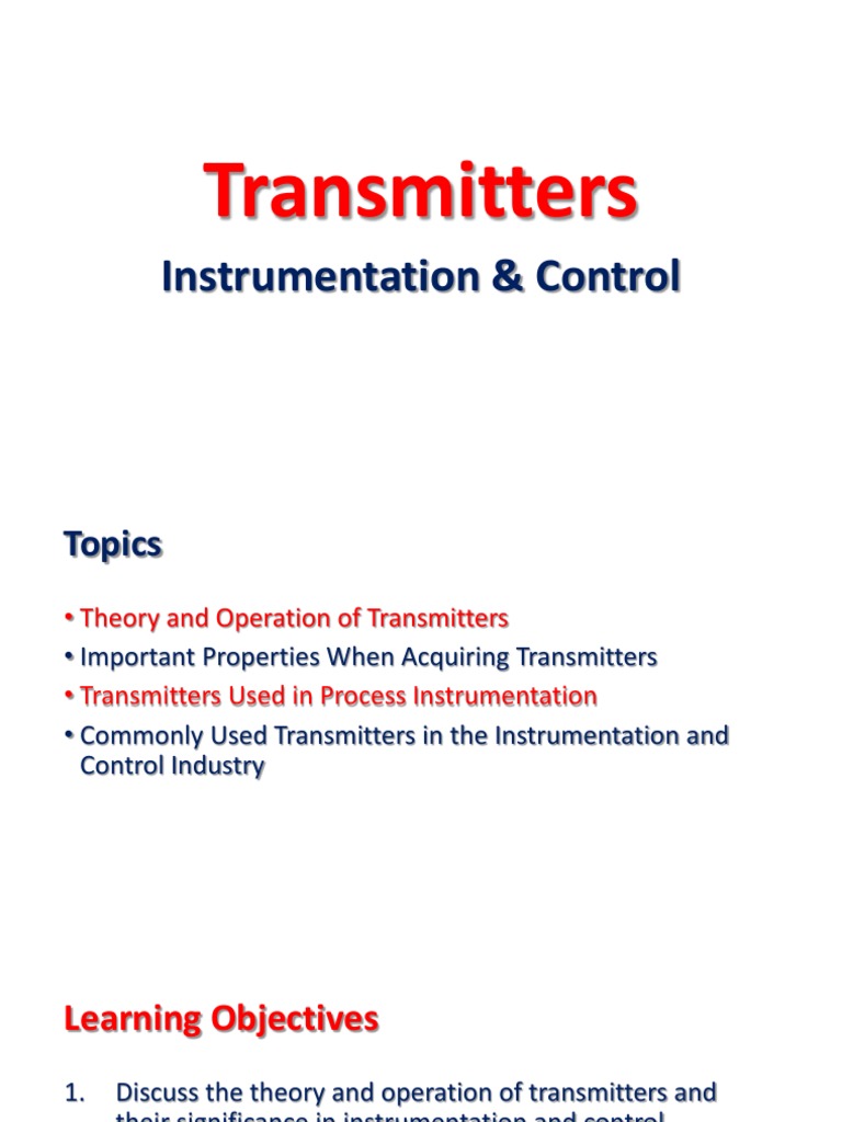Transmitters: Instrumentation & Control | PDF | Instrumentation | Sensor