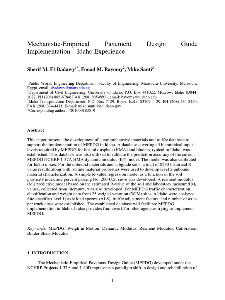 MEPDG Implementation - Idaho Materials Database | PDF | Road Surface ...