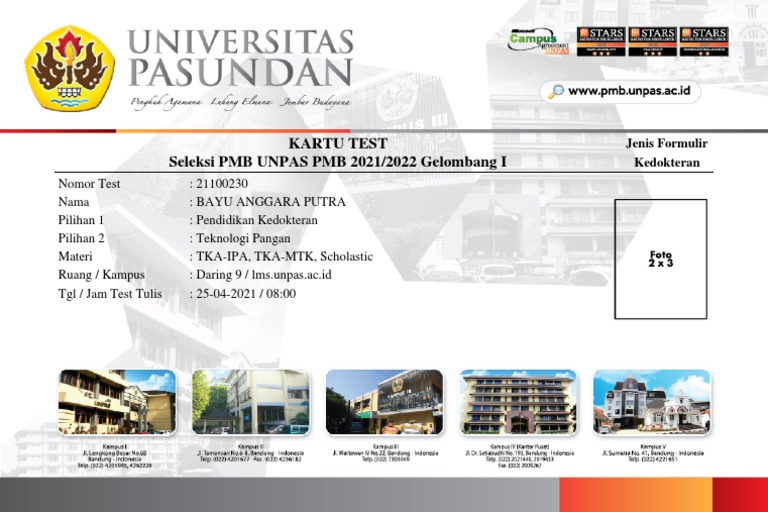 Kartu Ujian Unpas | PDF