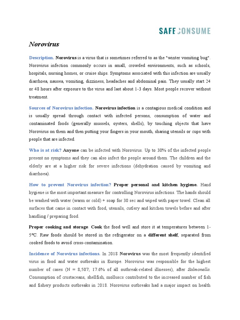 Norovirus: Description | PDF | Hygiene | Foodborne Illness