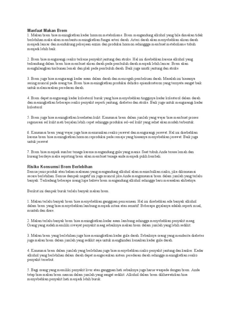 Manfaat Makan Brem | PDF | Kesehatan Holistik