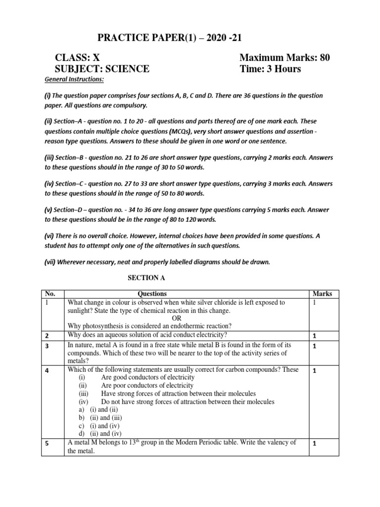 SCIENCE Revision Paper - 1 19-12-2020 | PDF | Cigarette | Cloning