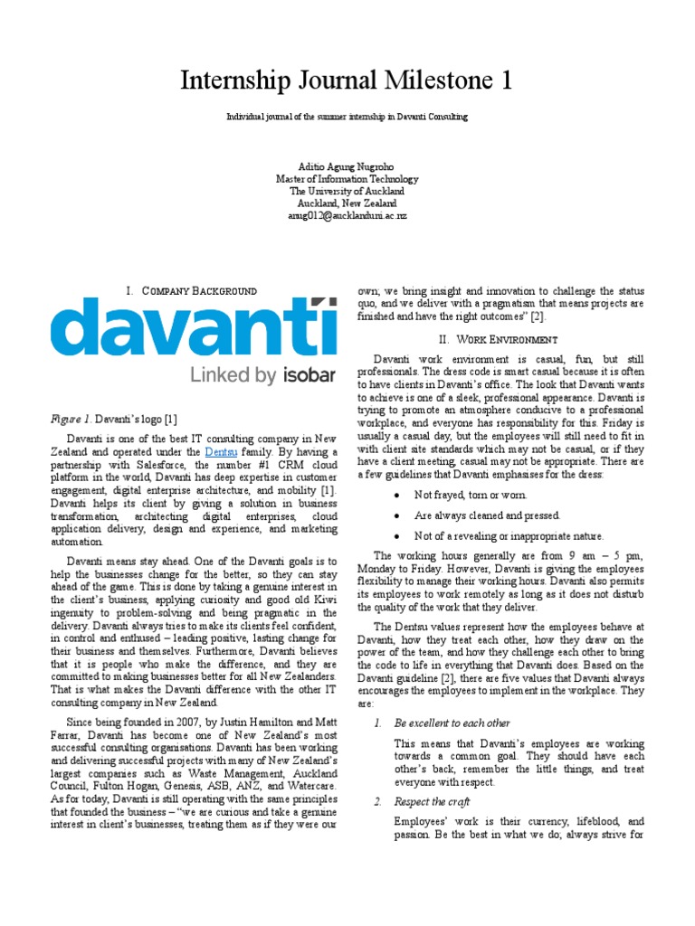 Internship Journal Milestone 1: Individual Journal of The Summer ...