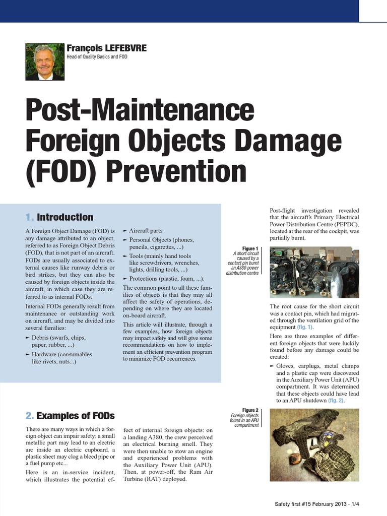 Post-Maintenance Foreign Objects Damage (FOD) Prevention: François ...