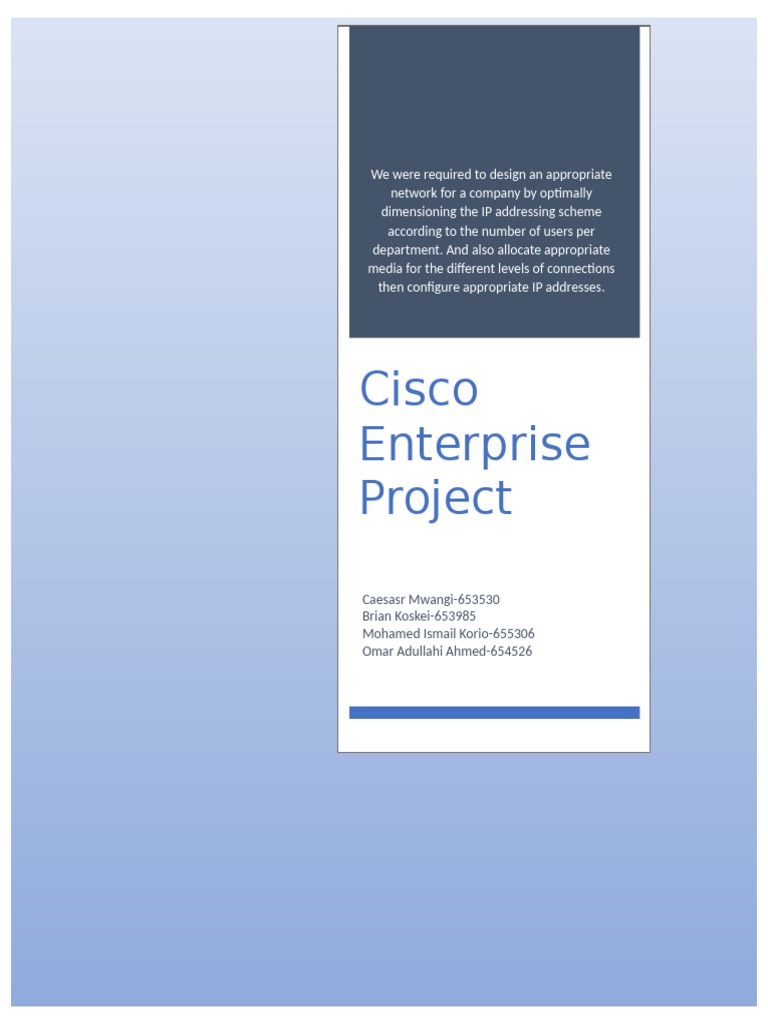 Cisco Enterprise Project | PDF | Computer Network | Ip Address