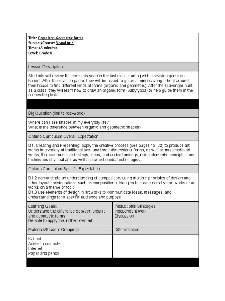 Visual Arts Organic Vs Geometric Forms | Download Free PDF | Curriculum ...