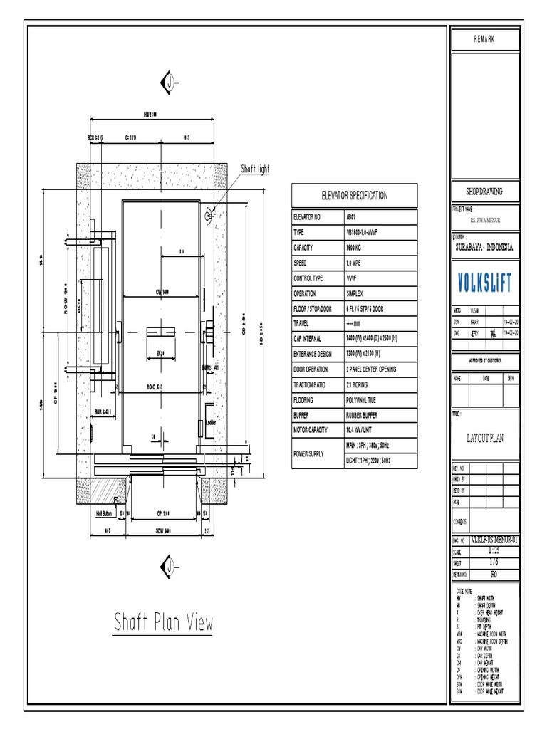 Elevator Specification: Layout Plan | PDF | Elevator | Transport