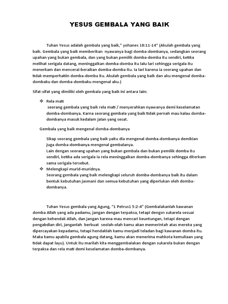 Yesus Gembala Yang Baik | PDF