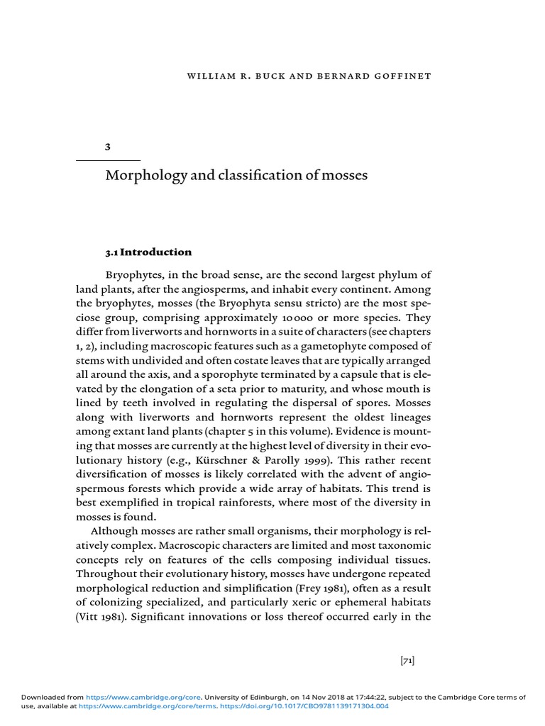 Morphology and Classification of Mosses | PDF | Leaf | Moss