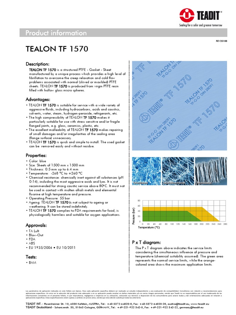 Teadit Tealon Tf1570 en 20188 | PDF | Building Materials | Physical ...