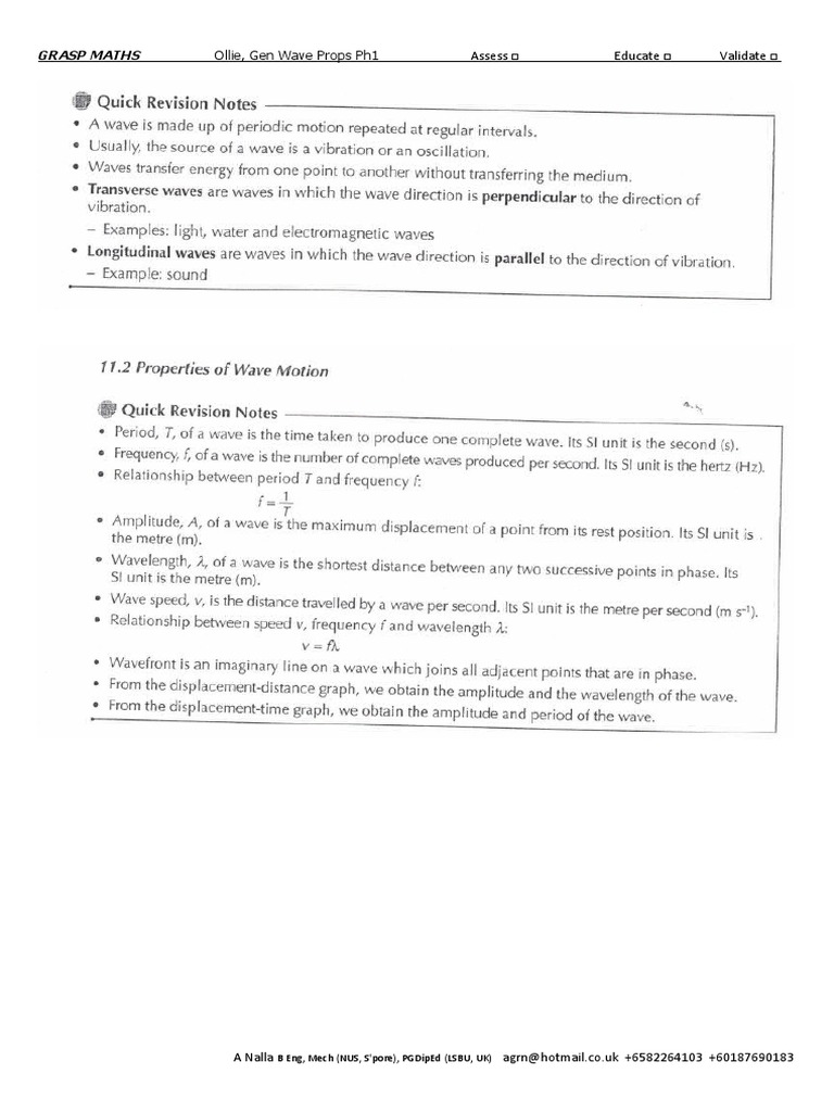 Ollie, Gen Wave Props Ph1 Assess Educate Validate : Grasp Maths | PDF