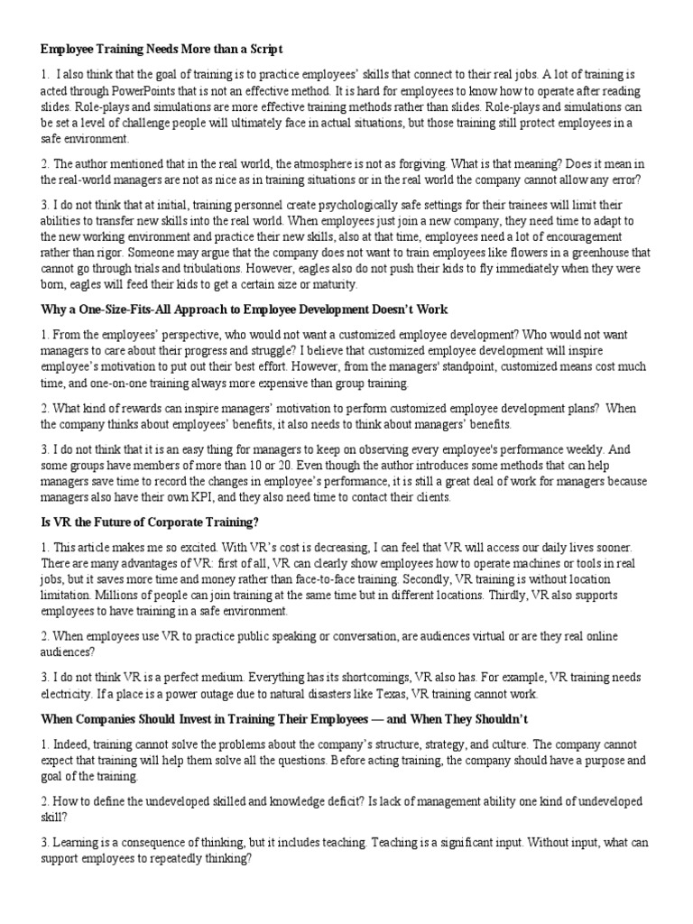 Employee Training Needs More Than A Script | PDF | Motivation ...