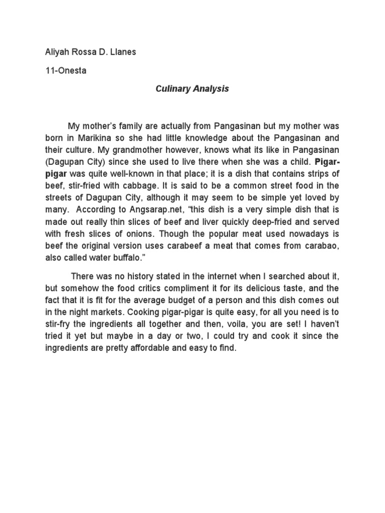 Culinary Analysis: Pigar Was Quite Well-Known in That Place It Is A ...