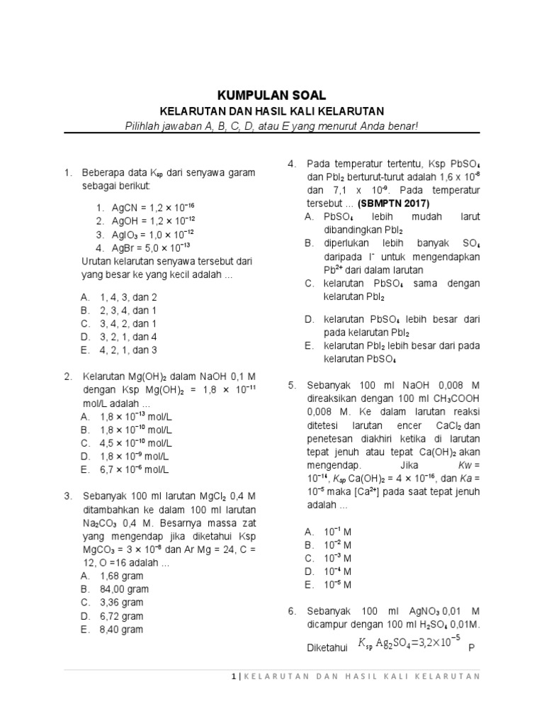 Soal KSP | PDF