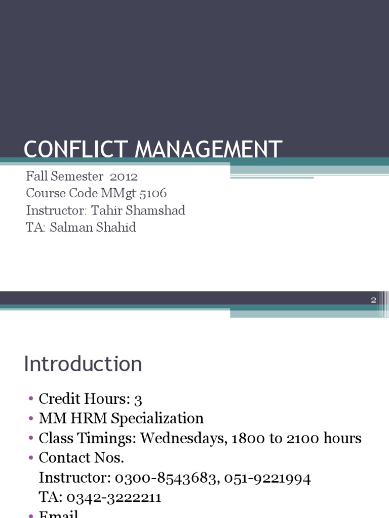 001 CONFLICT MANAGEMENT - Intro | PDF