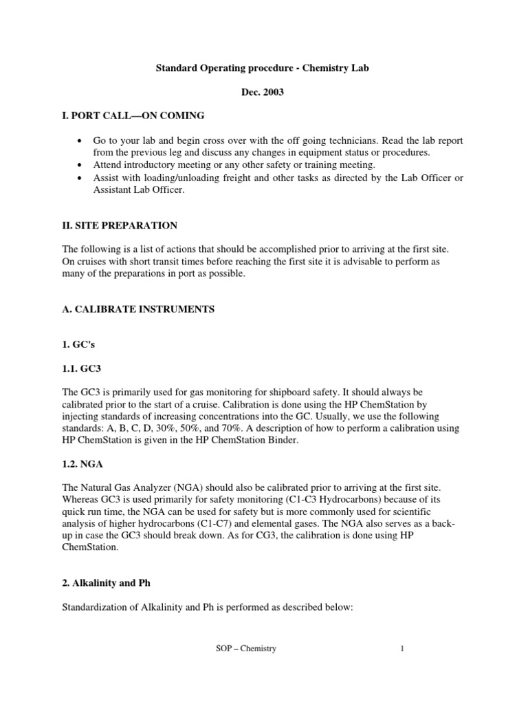 Chemistry SOP | PDF | Ph | Buffer Solution