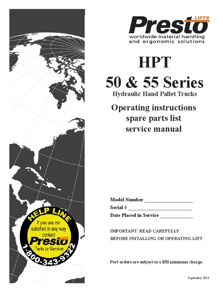 HPT 50 & 55 Series: Operating Instructions Spare Parts List Service ...