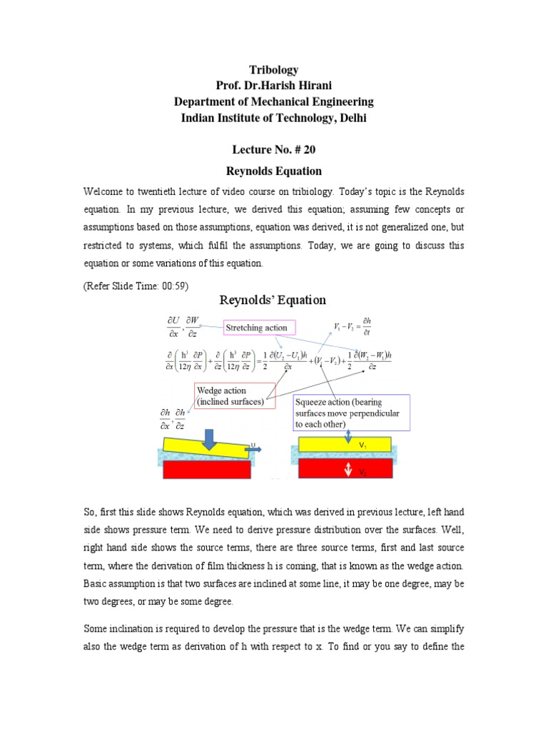 An Analysis of the Reynolds Equation: Derivations, Assumptions, and ...