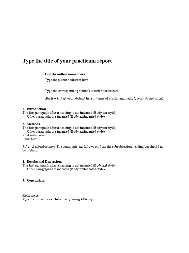 Type The Title of Your Practicum Report: List The Author Names Here ...