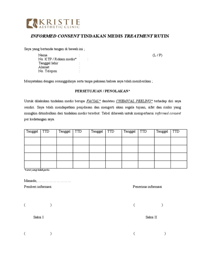 Informed Consent Tindakan Medis RUTIN | PDF