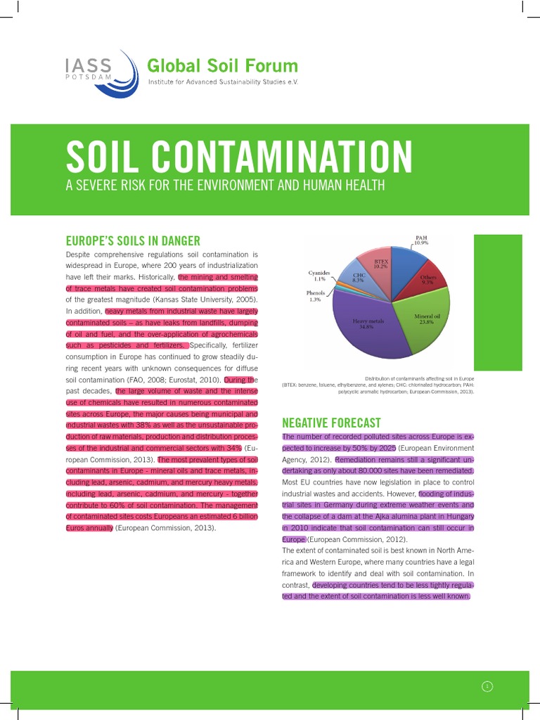 GSW Factsheet Contamination en | PDF | Environmental Remediation | Soil