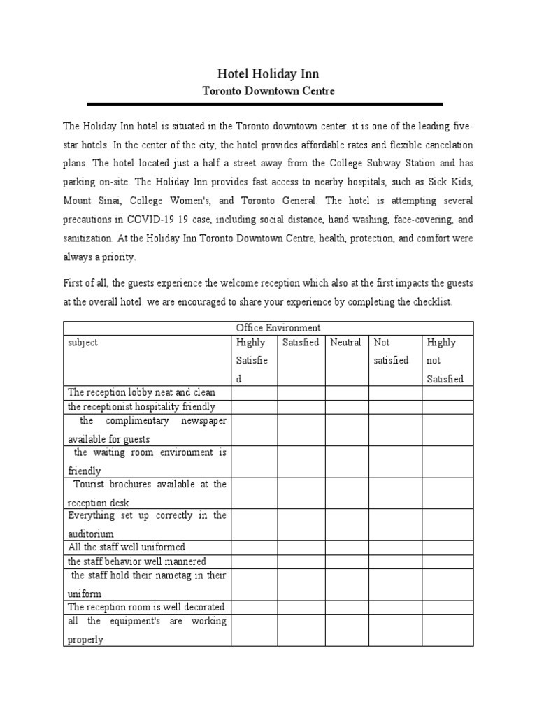 Hotel Holiday Inn: Toronto Downtown Centre | PDF | Restaurants | Hotel