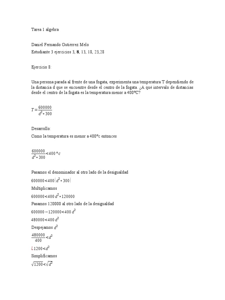 Tarea 1 Algebra Ejercicio 8 Daniel | PDF Tarea 1 Algebra Ejercicio 8 Daniel | PDF