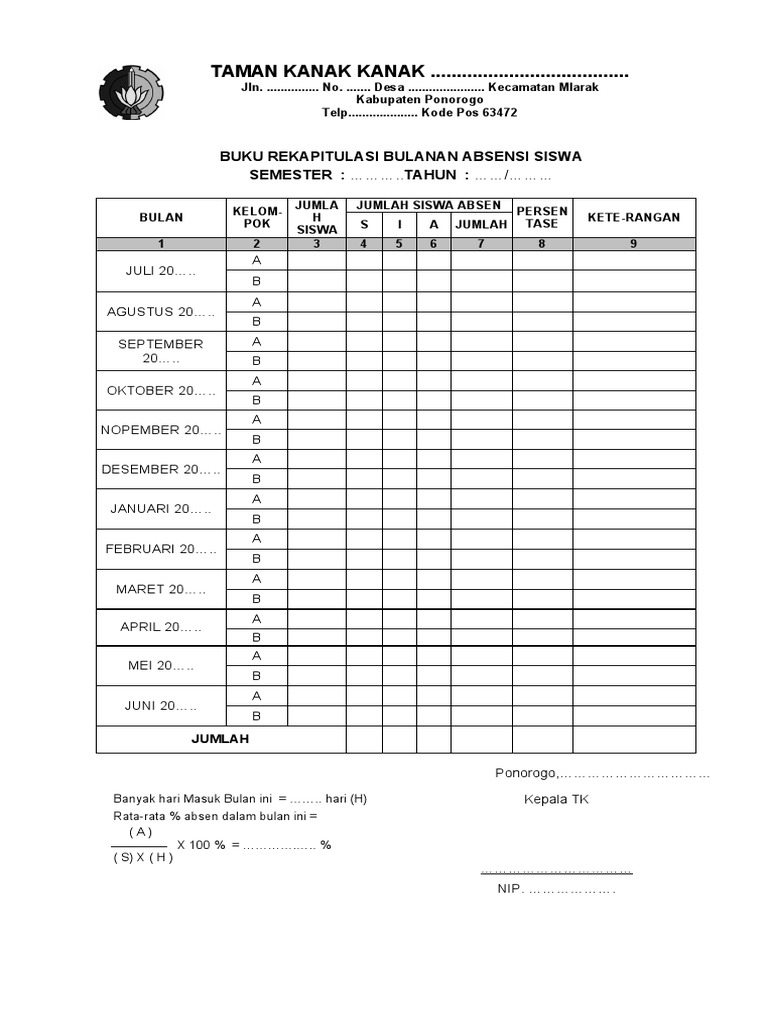 Rekap Absensi Bulanan | PDF