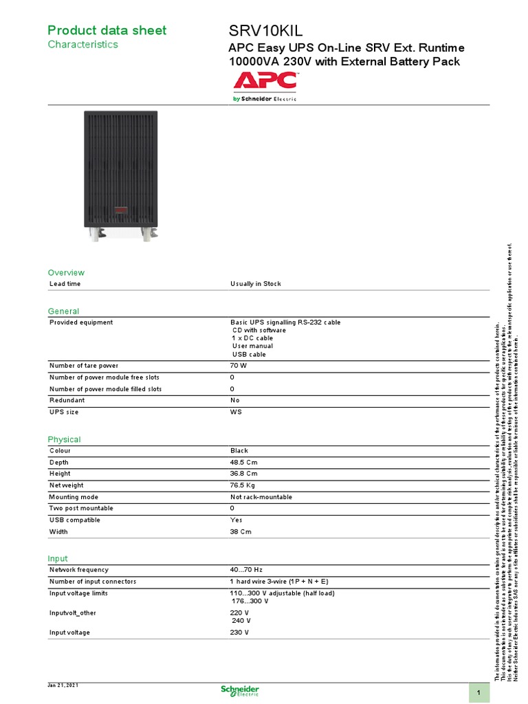 Srv10Kil: Product Data Sheet | PDF