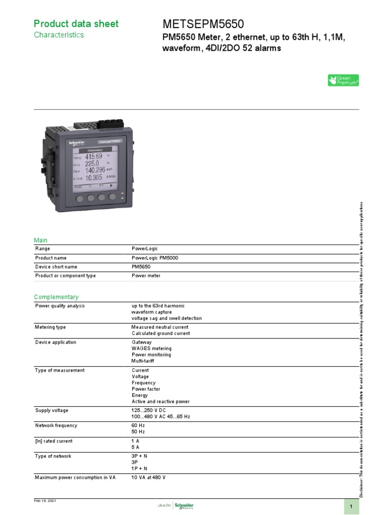 PowerLogic PM5000 Series - METSEPM5650 | PDF | Alternating Current | Ac ...