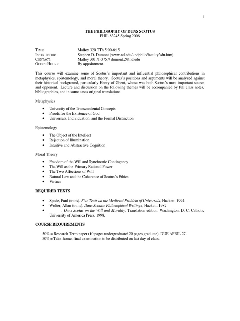 Philosophy of Duns Scotus | PDF | Medieval Philosophy | Philosophical ...