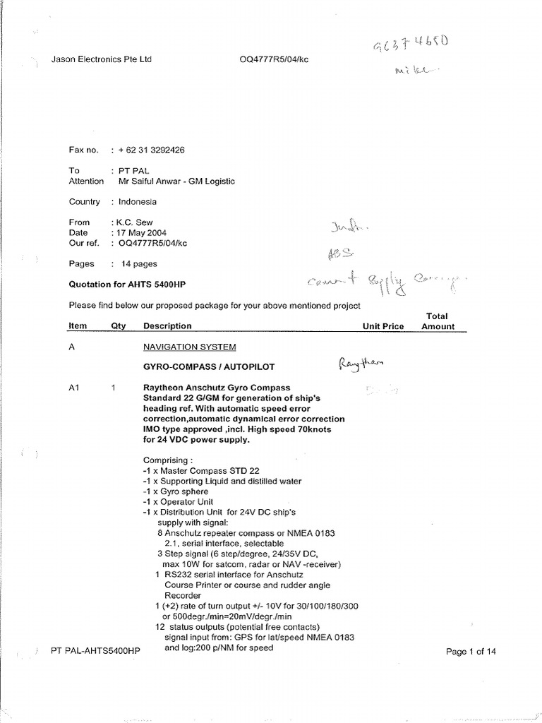 Scope of Supply | PDF