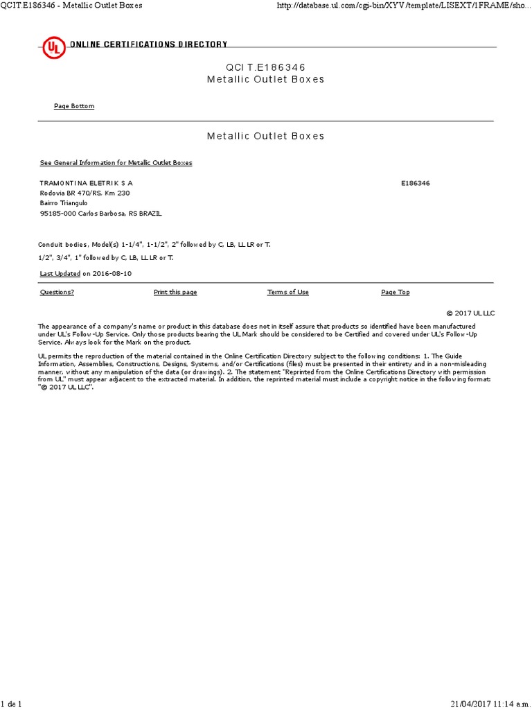 QCI T.E1 8 6 3 4 6 Metallic Outlet Boxes | PDF