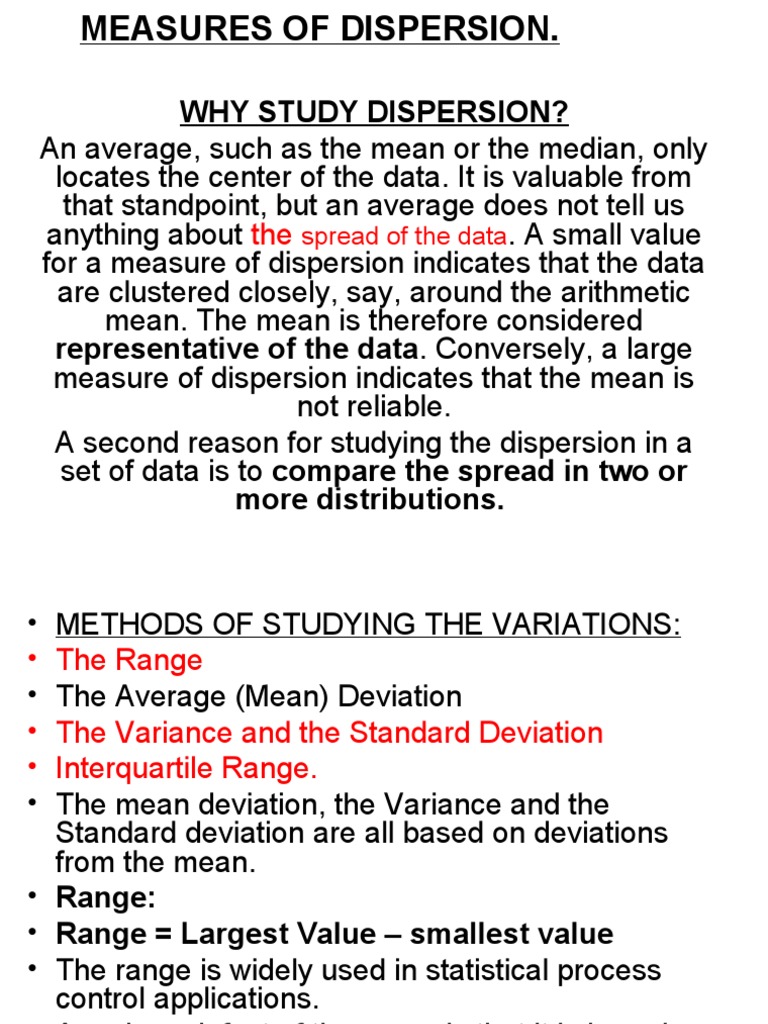 Why Study Dispersion?: Spread of The Data | PDF | Mean | Skewness