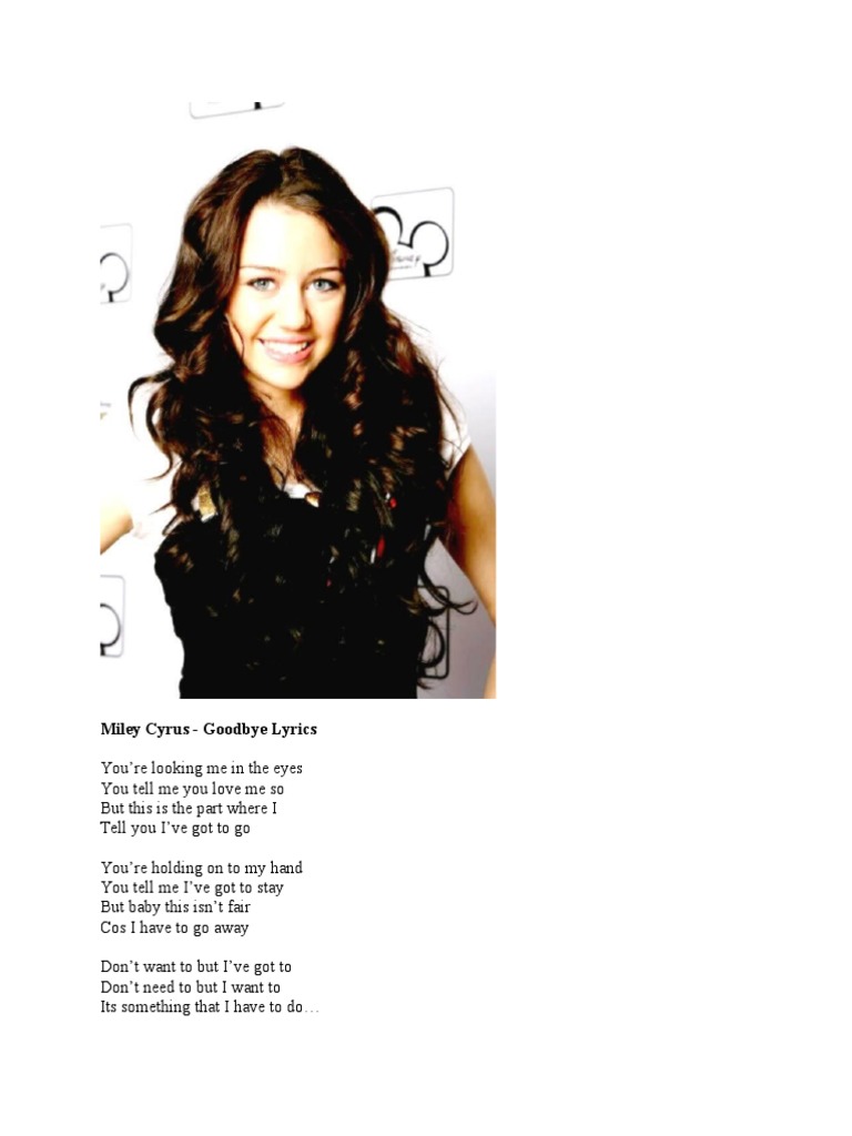 Miley Cyrus - Goodbye Lyrics | PDF