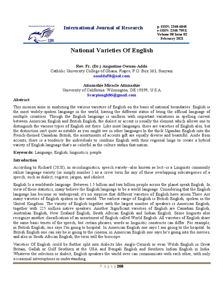 National Varieties of English | PDF | Language Varieties And Styles ...