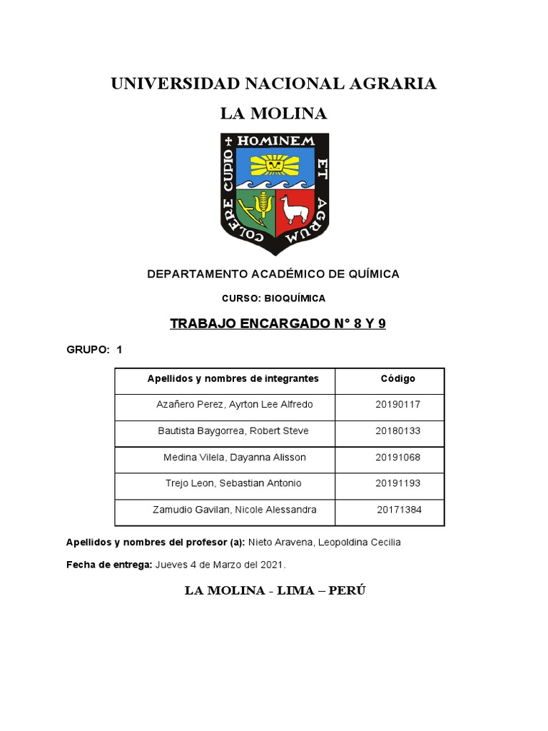 TEMA 8 y 9 - Grupo 1 | PDF | Trifosfato de adenosina | Glucólisis