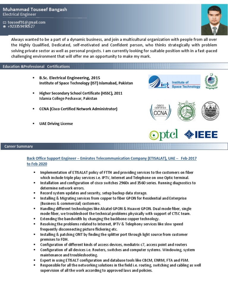 Muhammad Touseef Bangash: B.Sc. Electrical Engineering, 2015 | PDF ...