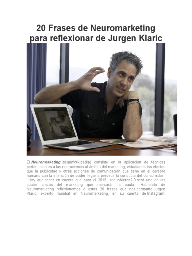 20 Frases de Neuromarketing para Reflexionar de Jurgen Klaric | PDF ...
