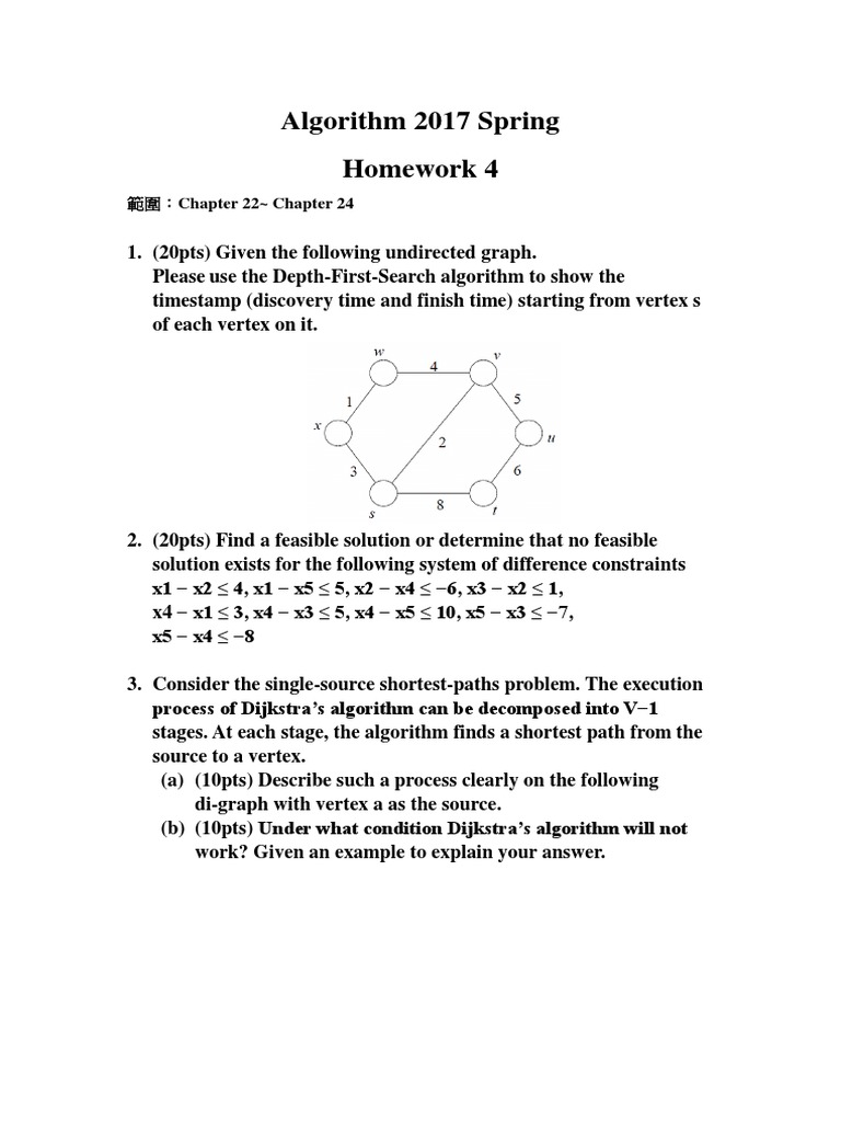 Algorithm Homework: Graphs & Paths | PDF | Teaching Methods & Materials ...