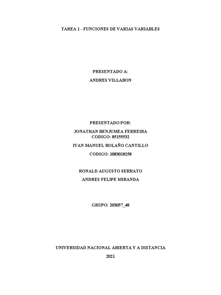 Calculo Multivariado Tarea 1 Funciones de Variables | PDF | Tangente | Vector Euclidiano