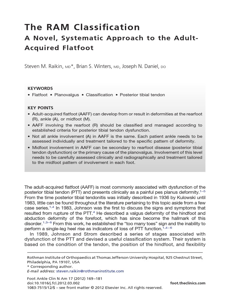 The RAM Classification: A Novel, Systematic Approach To The Adult ...