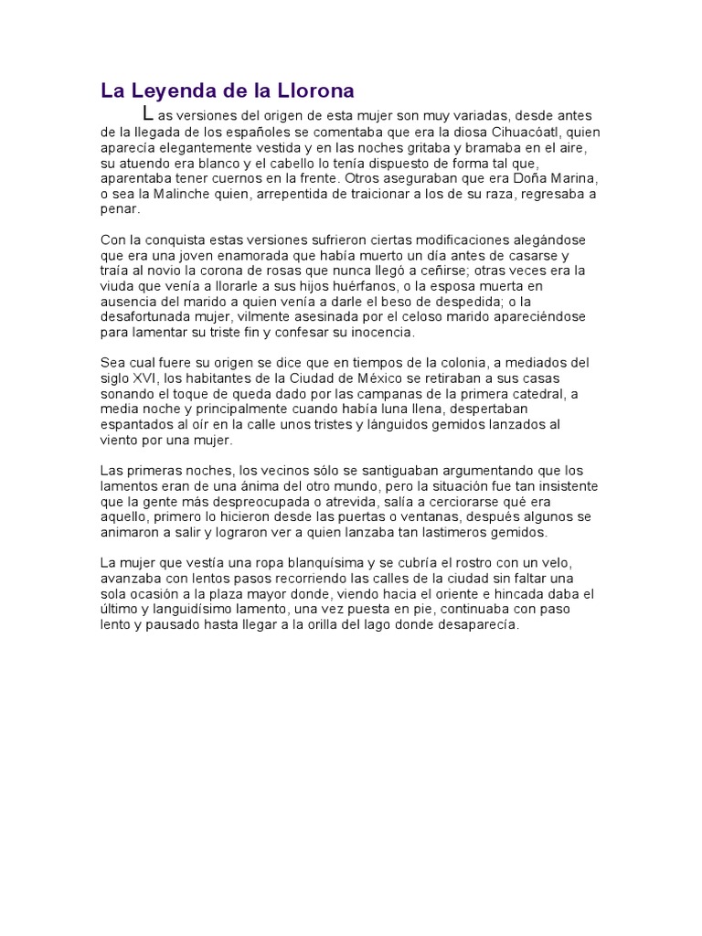 La Leyenda de La Llorona | PDF | Poesía | Clásicos