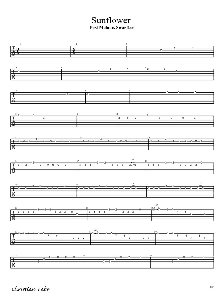 Guitar Tabs for Sunflower | PDF