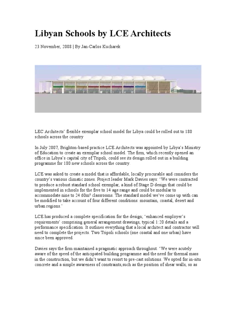 Libyan Schools by LCE Architects | PDF | Libya | Architectural Design