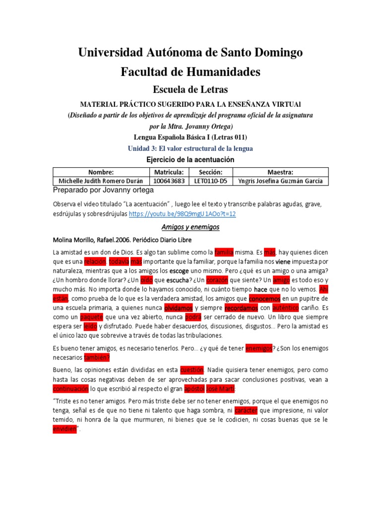 Acentuación en Lengua Española Básica | PDF