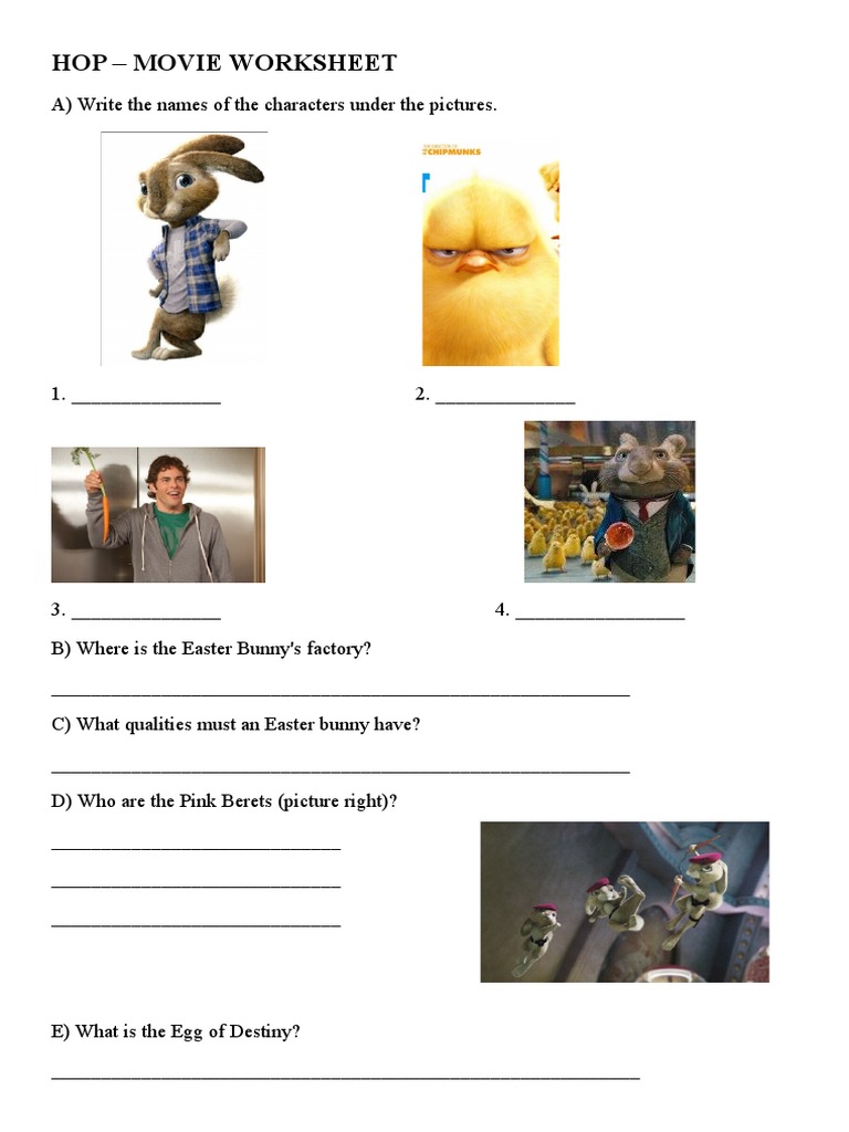 Hop Movie Worksheet | PDF | Easter