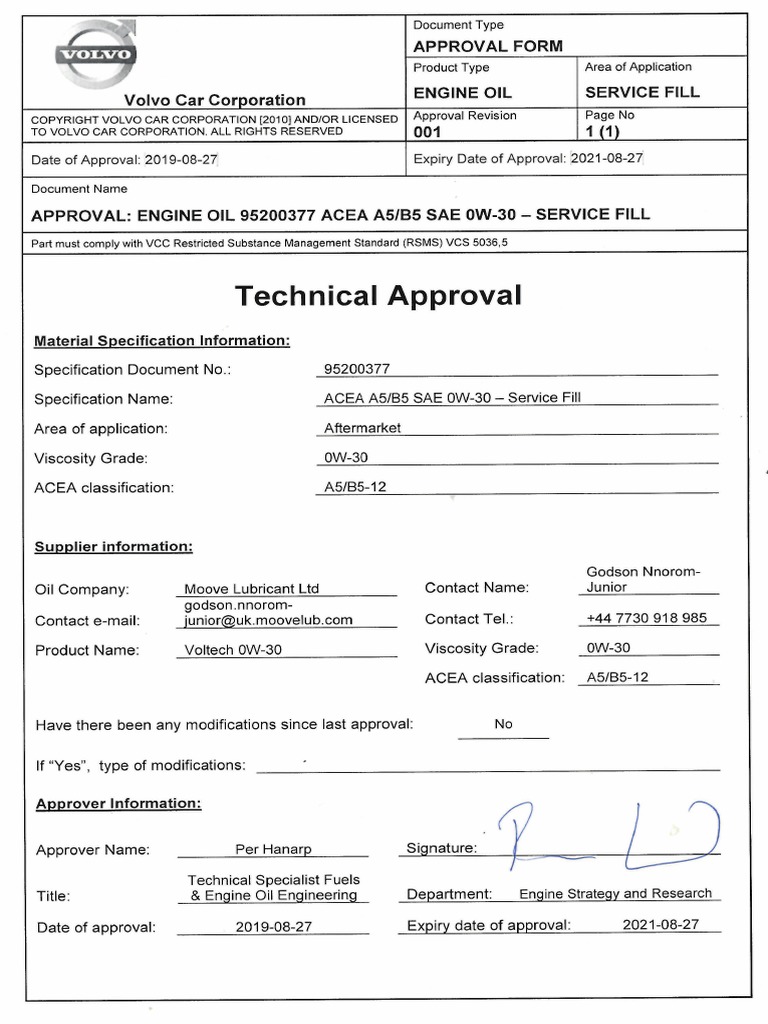 Voltech Volvo OEM Approval | PDF