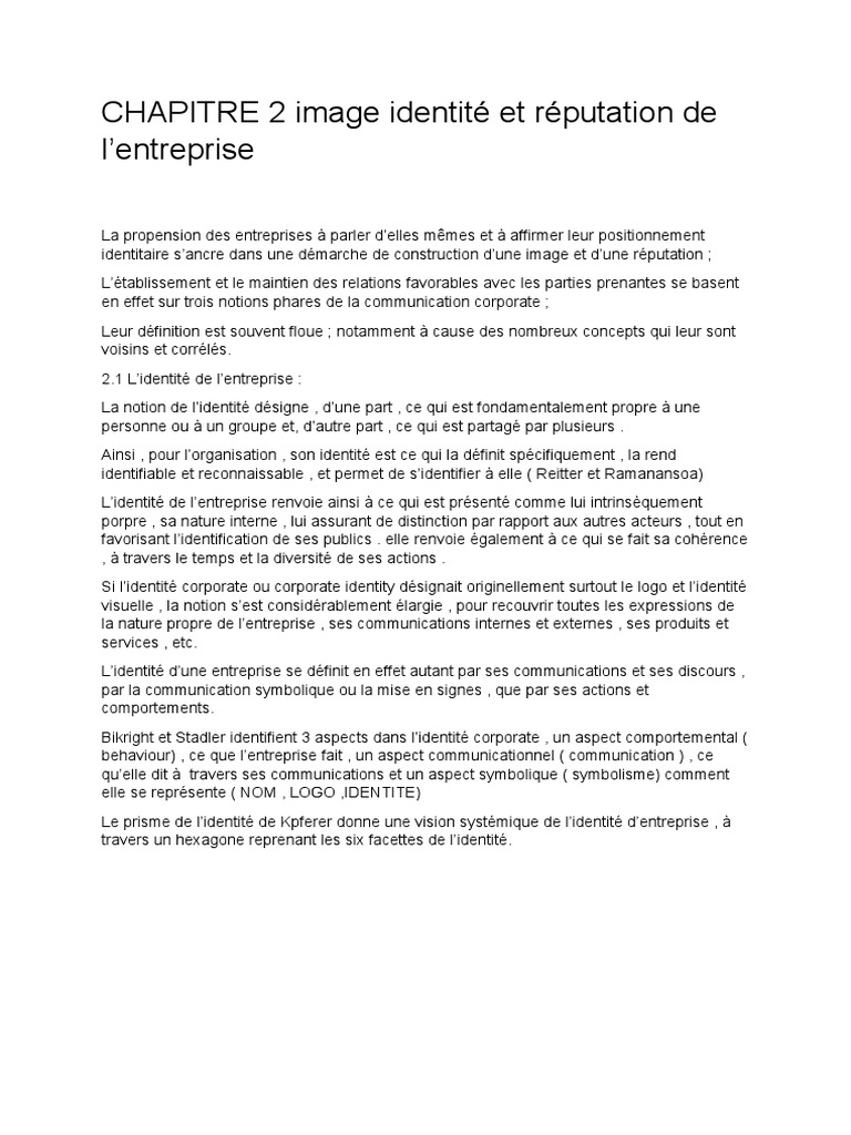 Identité et image de l'entreprise | PDF