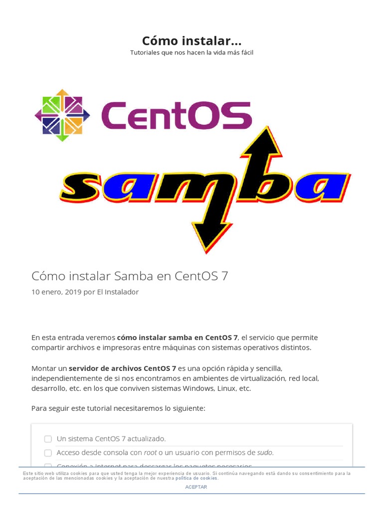 Cómo Instalar Samba en CentOS 7 PASO A PASO | PDF | Cookie HTTP ...